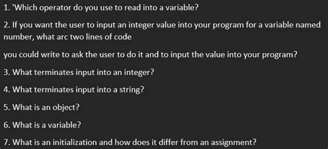 Solved 1 Which Operator Do You Use To Read Into A