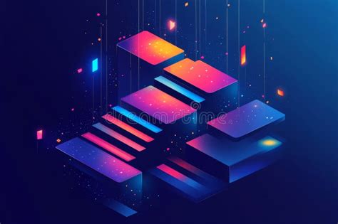 Isometric Business Progress Illustration With Vibrant Geometric Shapes