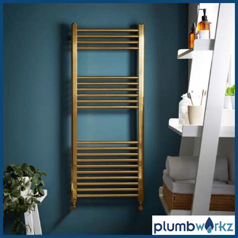 K Rail 22mm Straight Brushed Brass Towel Rail 500mm Wide Various