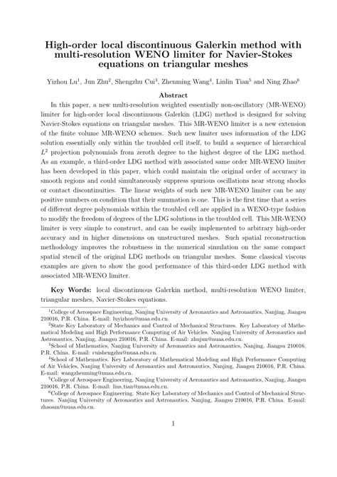 Pdf High Order Local Discontinuous Galerkin Method With Multi