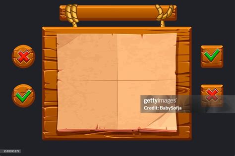 game ui kit template wooden menu of graphical user interface gui and