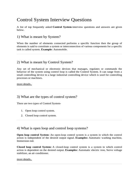 control system interview questions pdf