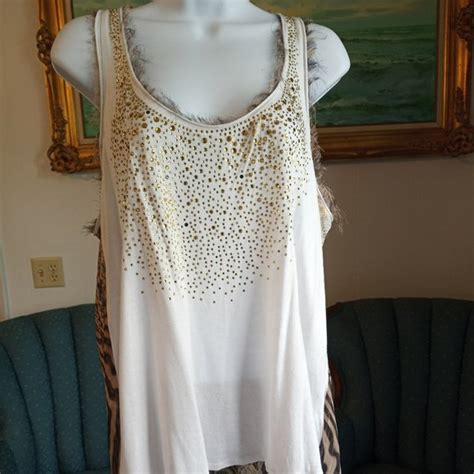 Baby Phat Tops Baby Phat White Snake Print Gold Rhinestone Size L