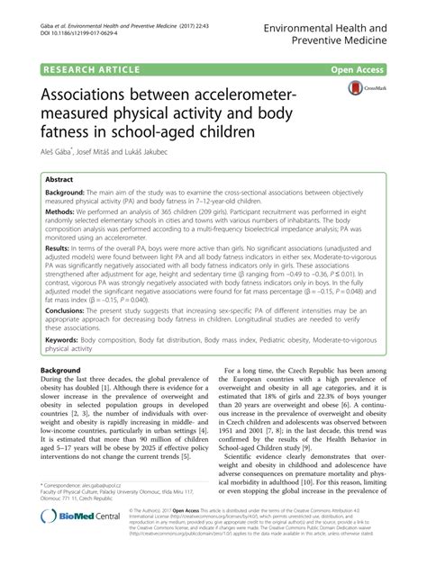 Pdf Associations Between Accelerometer Measured Physical Activity And