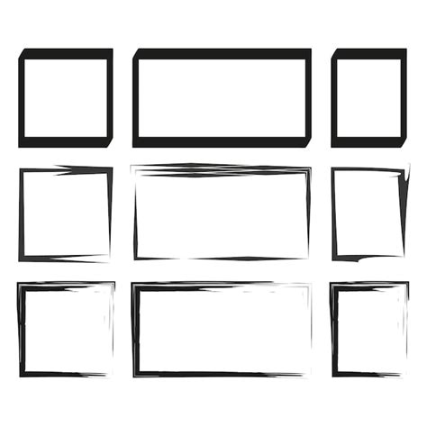 Rectangular Frames Icon Grunge Border Set Vector Box Designs Rough