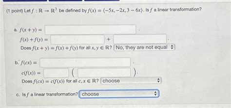 Solved 1 Point Let F RR3 Be Defined By Chegg Com