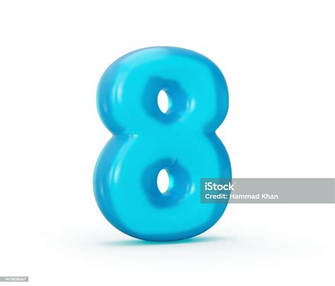 블루 젤리 디지트 8 흰색 배경에 고립 된 여덟 젤리 다채로운 알파벳 번호 아이들을위한 3d 일러스트 레이 션 0명에 대한 스톡 사진 및 기타 이미지 Istock