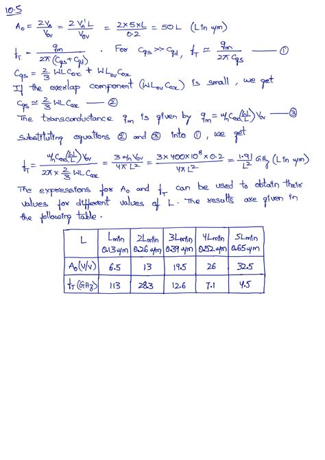 105 Find The Intrinsic Gain A0 And The Unity Gain Frequency Ft Of An N