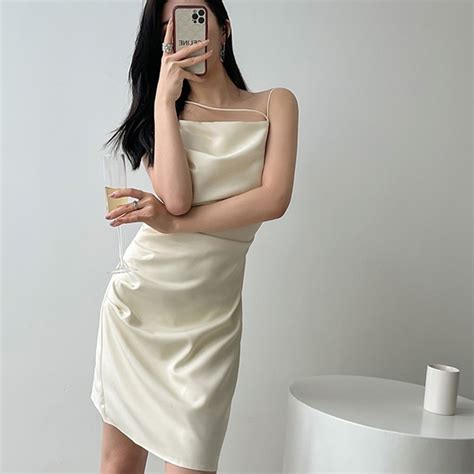 Jual 【premium】mini Dress Women Sleeveless Spaghetti Strap Satin Bodycon