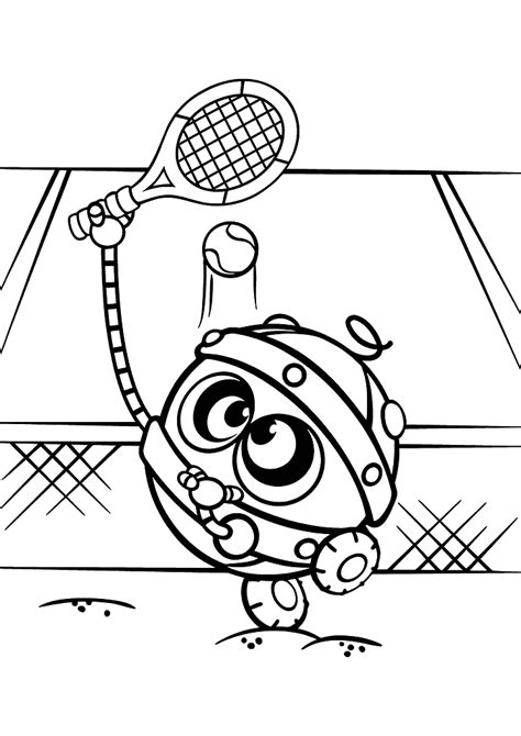Kikoriki The Robot Plays Tennis Coloring Page