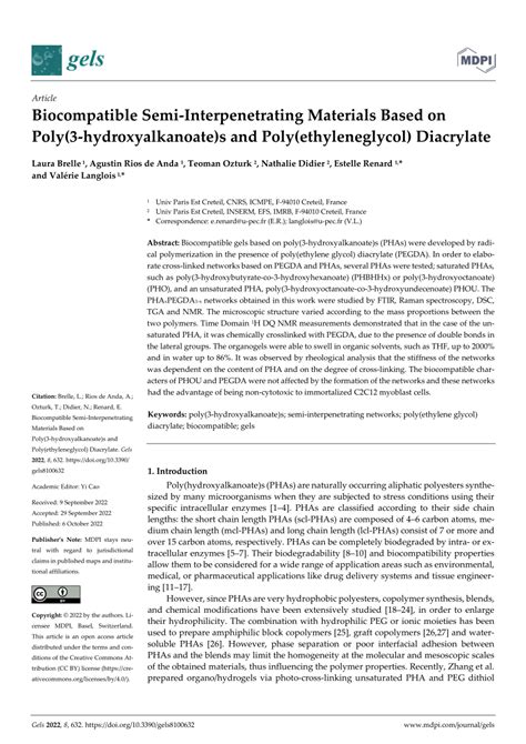 Pdf Biocompatible Semi Interpenetrating Materials Based On Poly3