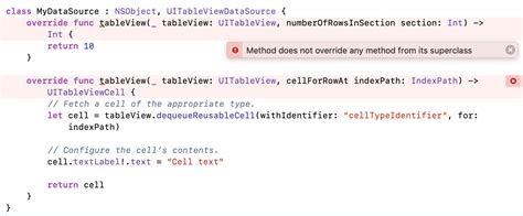 Ios Cannot Adopt Uitableviewdatasource Protocol Method Does Not
