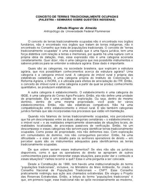 Terras Tradicionalmente Ocupadas Alfredo Wagner Berno De Almeida Pdf