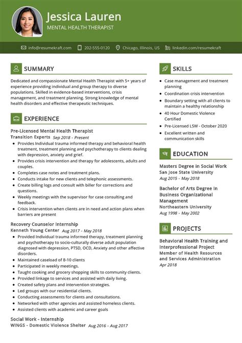 Mental Health Therapist Cv Sample In 2025 Resumekraft