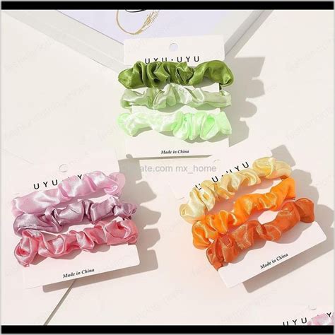 Small 3 Pcsset Scrunchies Bright Color Satin Scrunchie Pack Women