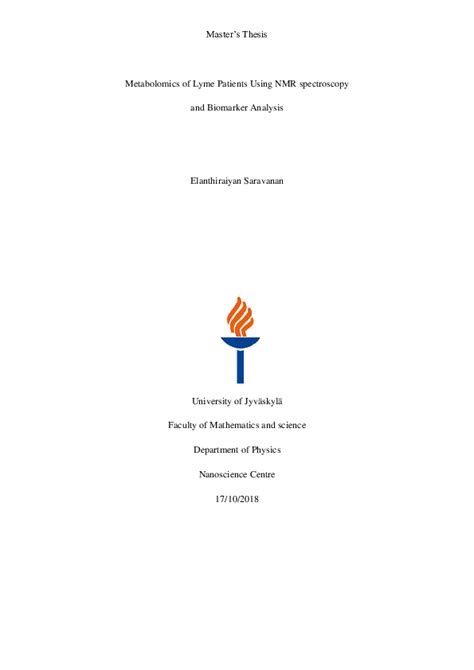 Pdf Metabolomics Of Lyme Patients Using Nmr Spectroscopy And Biomarker Analysis