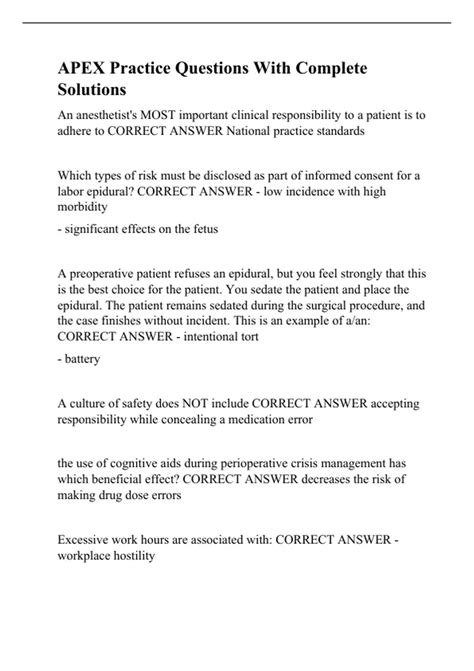 APEX Practice Questions With Complete Solutions APEX Stuvia US