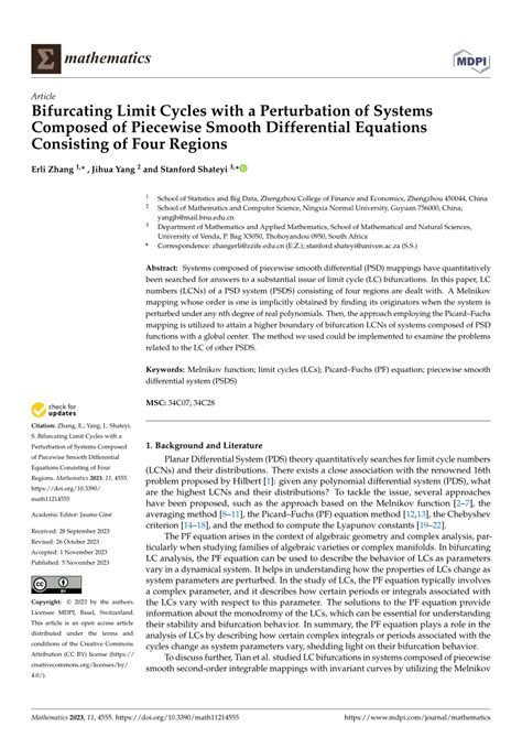 PDF Bifurcating Limit Cycles With A Perturbation Of Systems Composed