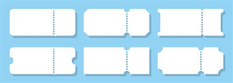 Set Of White Blank Tickets With Perforated Edges For Event Designs