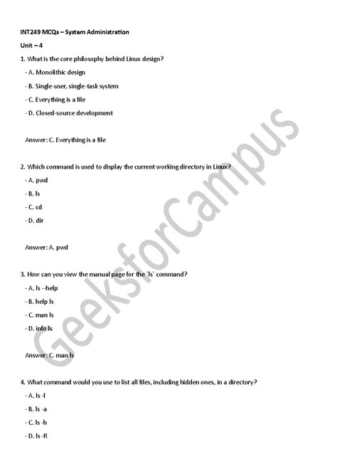 Int249 Mcqs Unit 4 5 6 Geeksfor Campus 90 Questions Int249 Mcqs