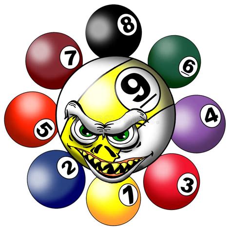 Monster 9 Ball Pool Game Cartoon Graphic Stock Illustration