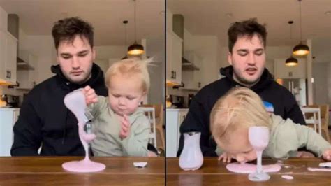 Uncle Teaches Adorable Nephew How To Pour Drink The Result Is