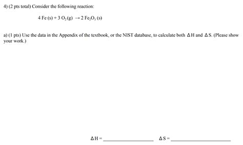 Solved 4 2 Pts Total Consider The Following Reaction 4