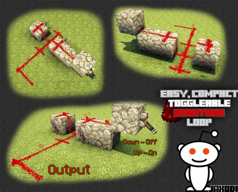 Easy Compact Toggleable Redstone Loop Over Photoshopped R Minecraft
