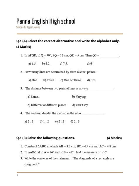 Maths Ii Last Year Paper Pdf Classical Geometry Geometry