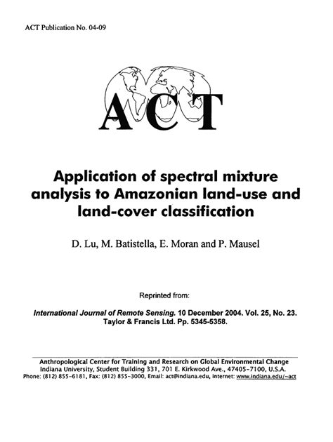 Fillable Online Indiana Application Of Spectral Mixture Analysis To