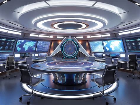 Futuristic Command Center Interior Stock Image Image Of Strategy