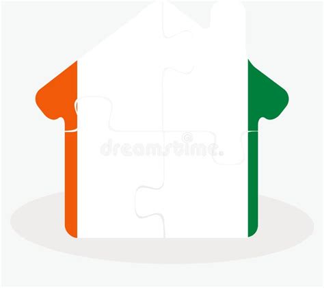 Het Pictogram Van Het Huishuis Met De Vlag Van Ivoorkust In Raadsel