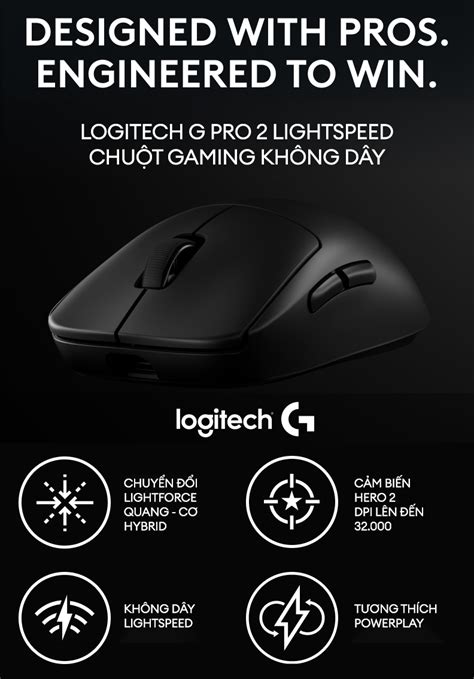 Chuột Gaming không dây Logitech G PRO 2 LIGHTSPEED, Switch LIGHTFORCE ...