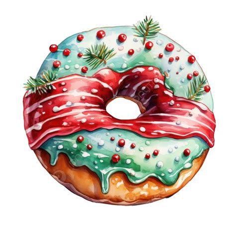 Watercolor Christmas Donut Donut Watercolor Donut Christmas Element