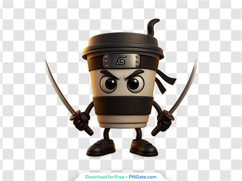 Cappuccino Assassino 3d Coffee Cup Ninja Character Free Png Pngate