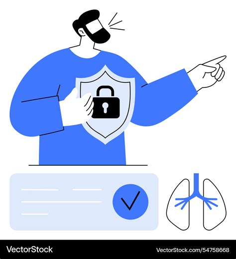 Man Protecting Data With Shield And Pointing Vector Image