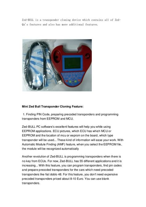 mini zed bull key programmer zed bull transponder cloning car key pro…