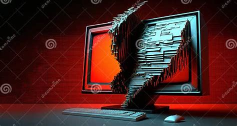Cyber Security Hacking Computer Glitch Screen Banner Stock