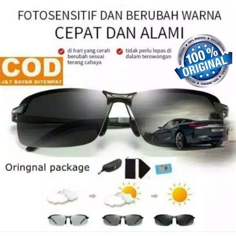Kacamata Polarized Photochromic Pria Wanita Kacamata Anti Silau Siang Malam Polarized