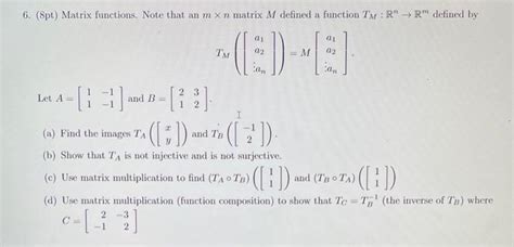 6 8pt Matrix Functions Note That An M×n Matrix M