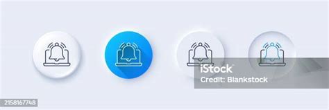 미리 알림 줄 아이콘입니다 공지 벨 사인이 있는 노트북 선 아이콘 벡터 0명에 대한 스톡 벡터 아트 및 기타 이미지 0명 3차원 형태 고급 Istock