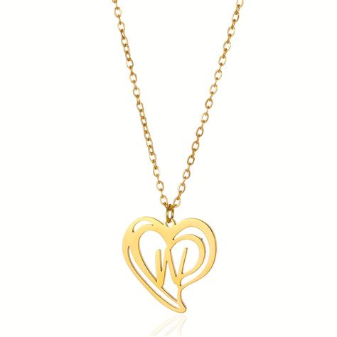 Stainless Steel Love Heart Hollow A Z English Initial Temu United Kingdom