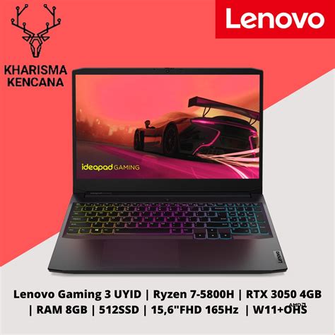 Jual LENOVO GAMING 3 UYID AMD Ryzen 7 5800H 8GB 512SSD RTX3050 Win11 OHS21 Shopee Indonesia