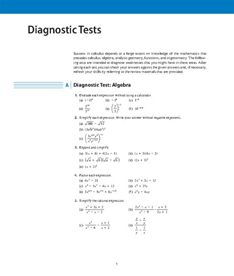 M1 Diagnostic Test Success In Calculus Depends To A Large Extent On Knowledge Of The