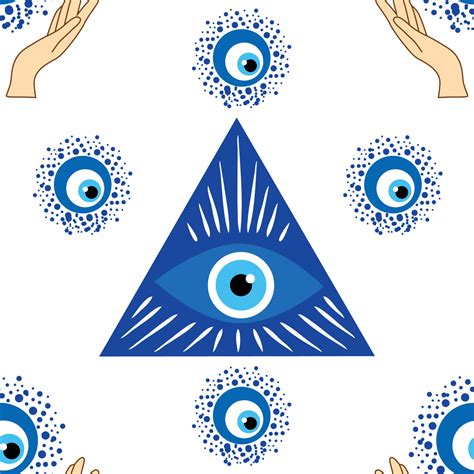 Evil Eye Seamless Pattern Magic Witchcraft Occult Symbol Line Art
