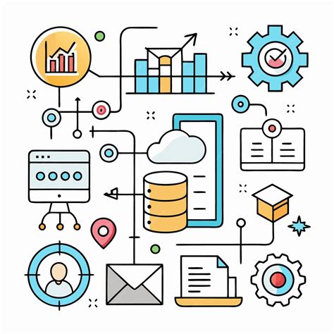 Business Workflow With Interconnected Icons Representing Data