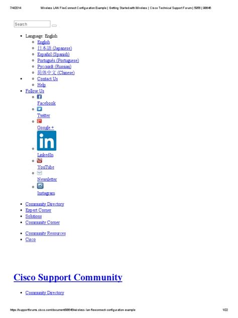 PDF Wireless LAN FlexConnect Configuration Example Getting Started With Wireless Cisco