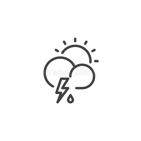 Ligne Icône De Pluie De Foudre Dorage De Nuage Illustration De Vecteur