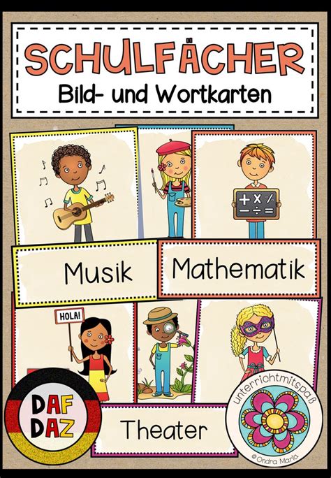 SCHULFÄCHER Bild und Wortkarten DAF DAZ Unterrichtsmaterial im
