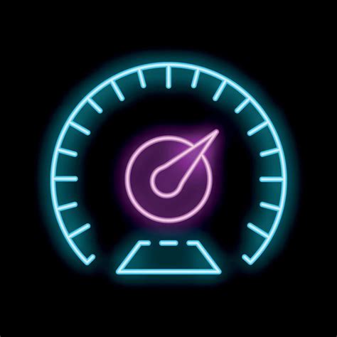 Neon Sign Representing Speedometer Showing Progress On Black Background